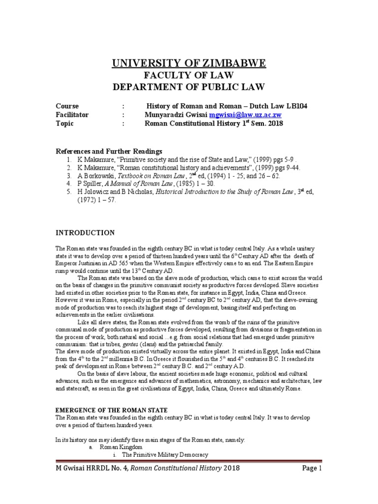 Roman Constitutional History | PDF | Roman Republic | Classical ...