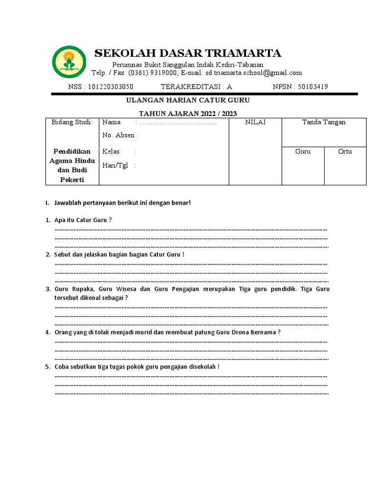 Catur Guru Kelas V | PDF