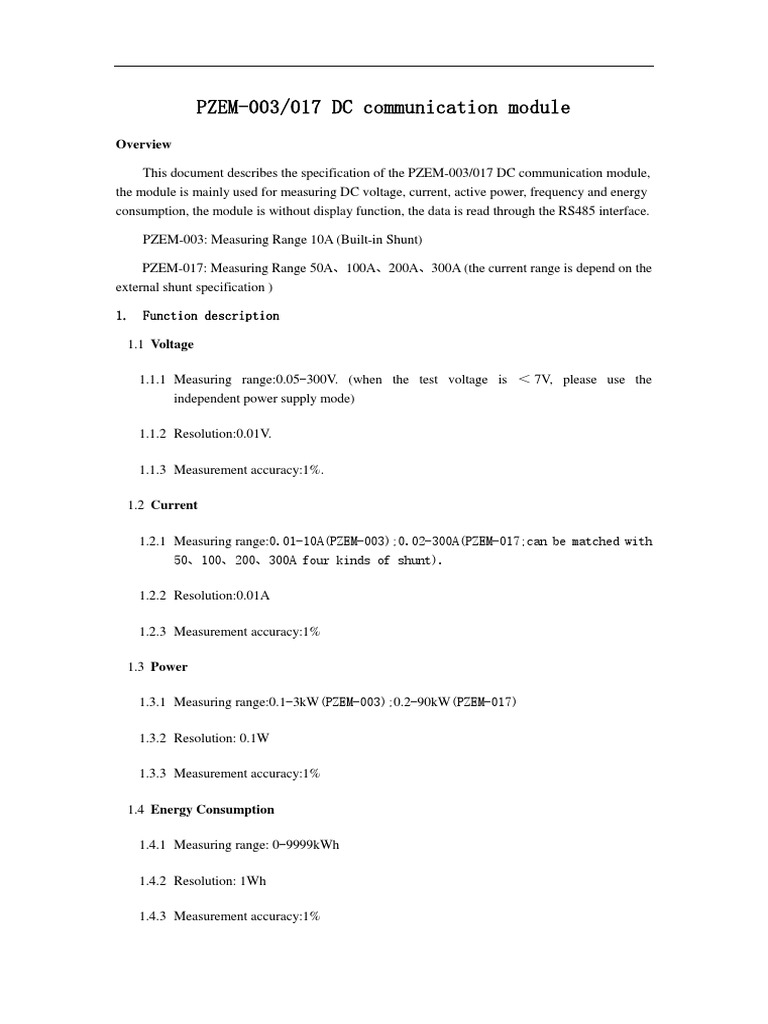 PZEM 003 Manual | PDF | Technology & Engineering
