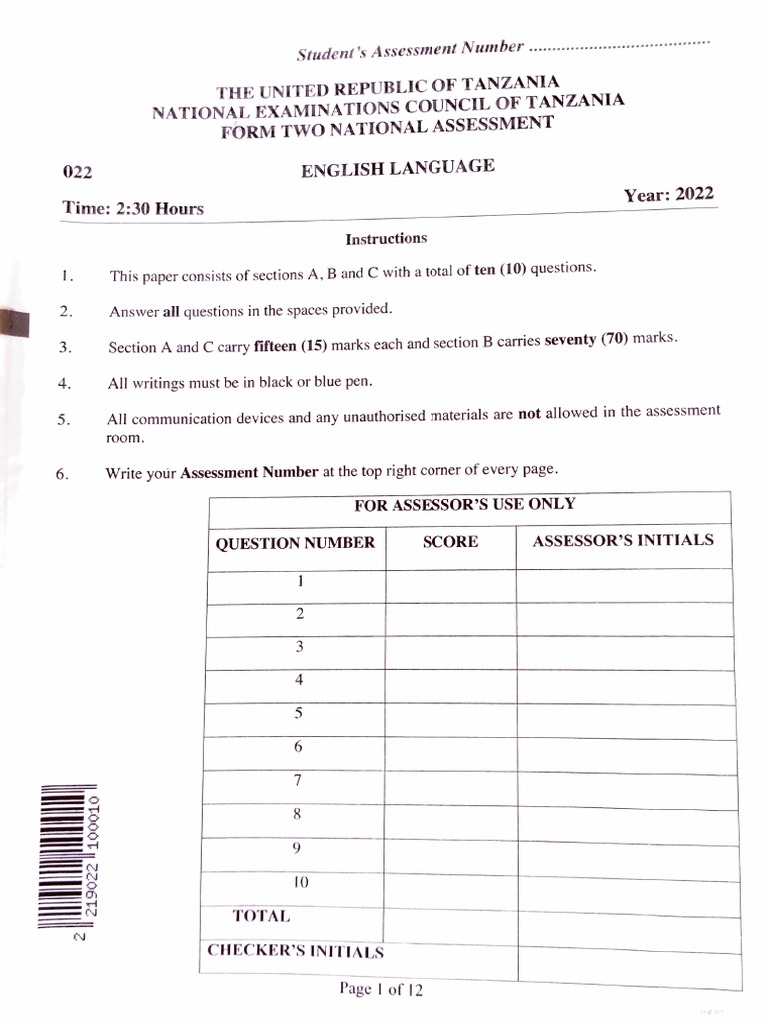 English F2 2022 | PDF