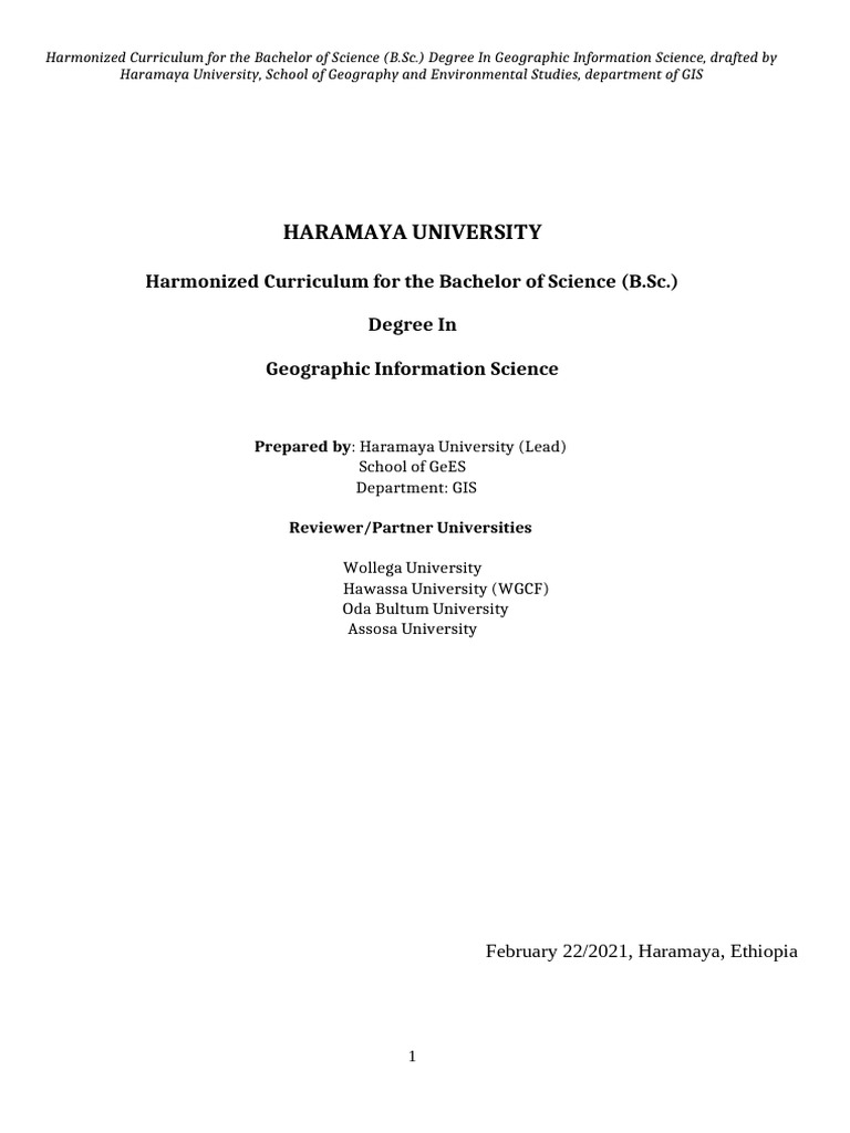 Harmonized Curriculum GIS Haramaya University Final | Download Free PDF | Geographic Information ...