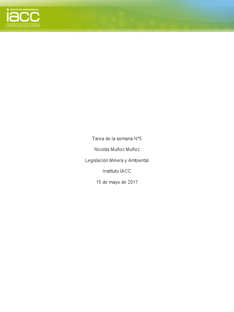 Nicolas Muñoz Tarea5, Legislacion Minera | PDF | Evaluación de impacto ambiental