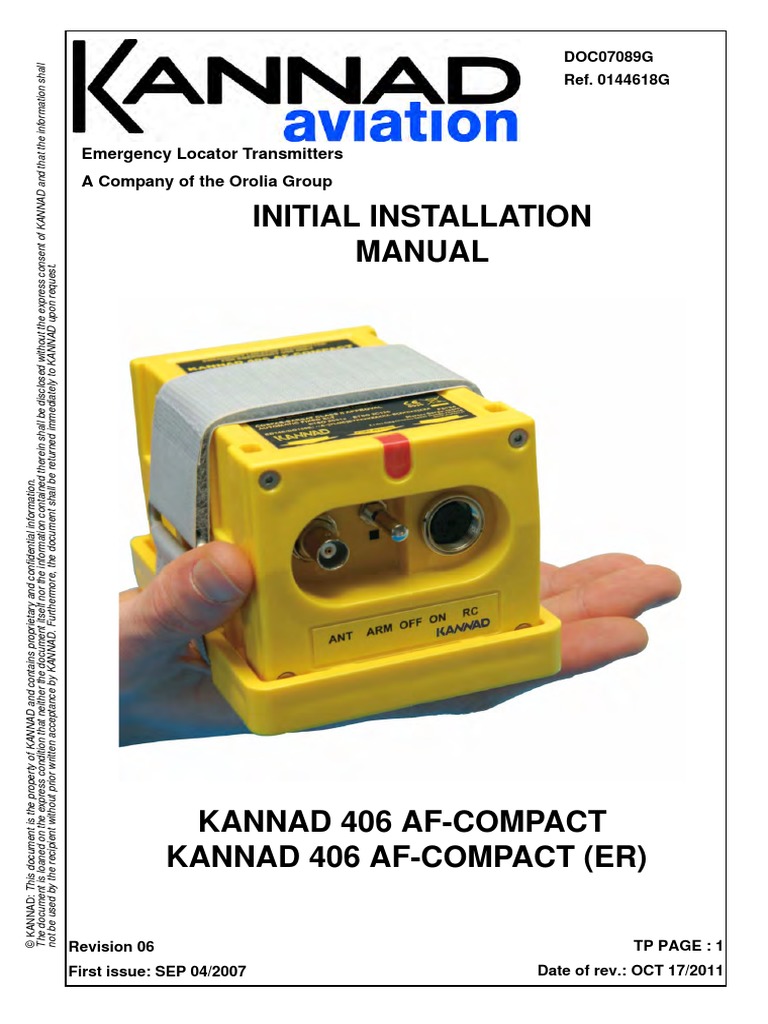 KANNAD 406 AF-COMPACT Quick Installation Guide DOC07089 | PDF ...