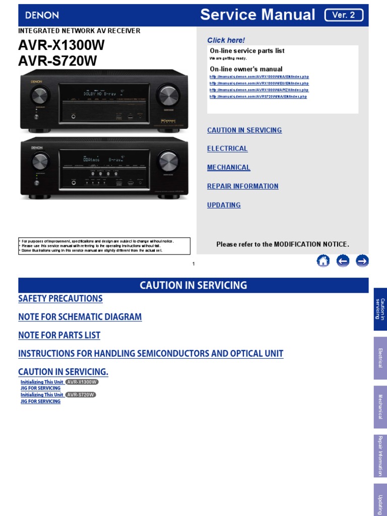 Denon Avr-X1300w Avr-S720w Ver.2 | PDF | Electrical Connector ...
