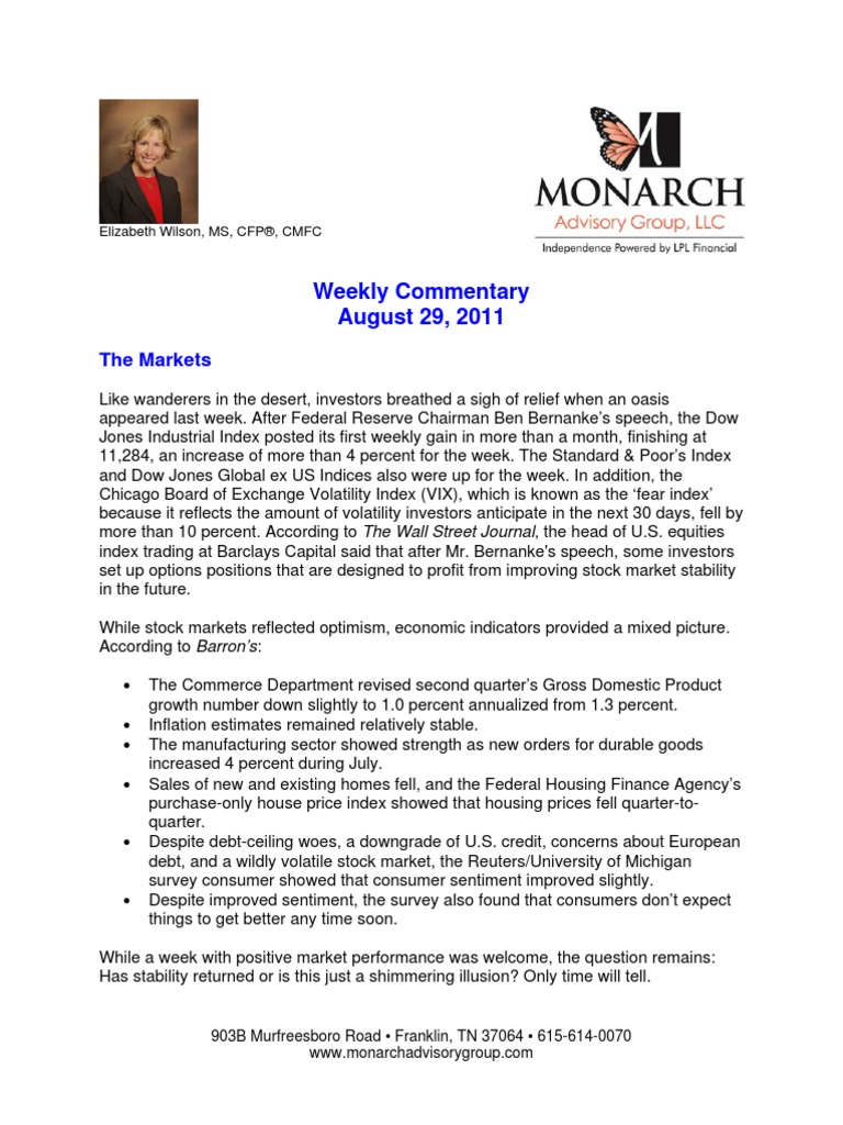 The Monarch Report 8-29-11 | PDF | Federal Reserve System | Index ...