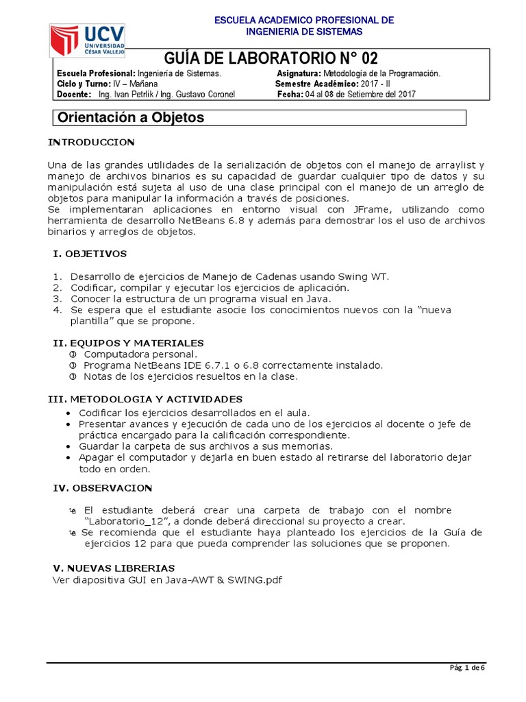 Prog Oo - Guia Lab 02 | PDF | Programa de computadora | Programación