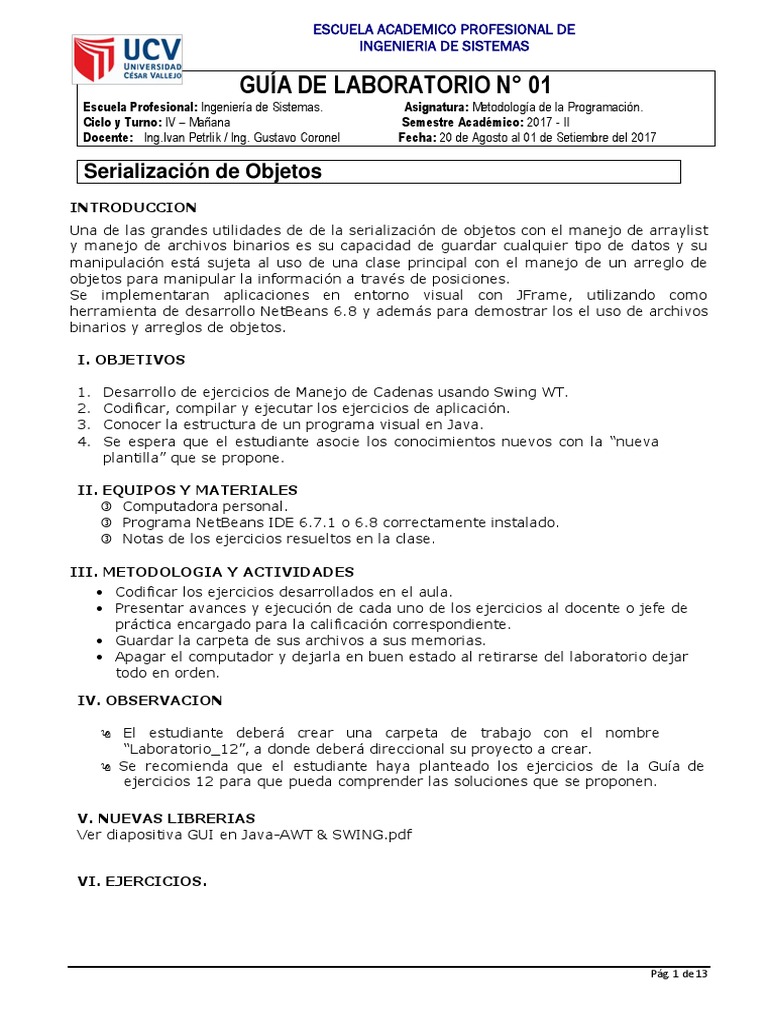 Prog Oo - Guia Lab 01 | PDF | Programación | Programa de computadora