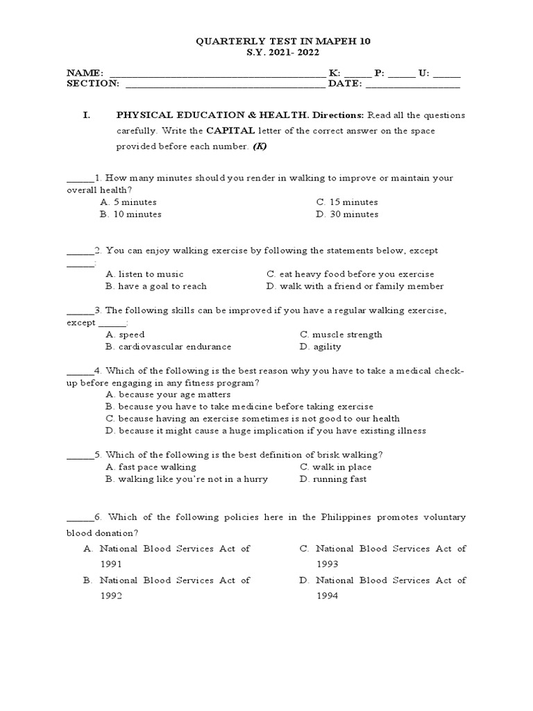 Mapeh10 2ND Quarterly Test | PDF | Grammar