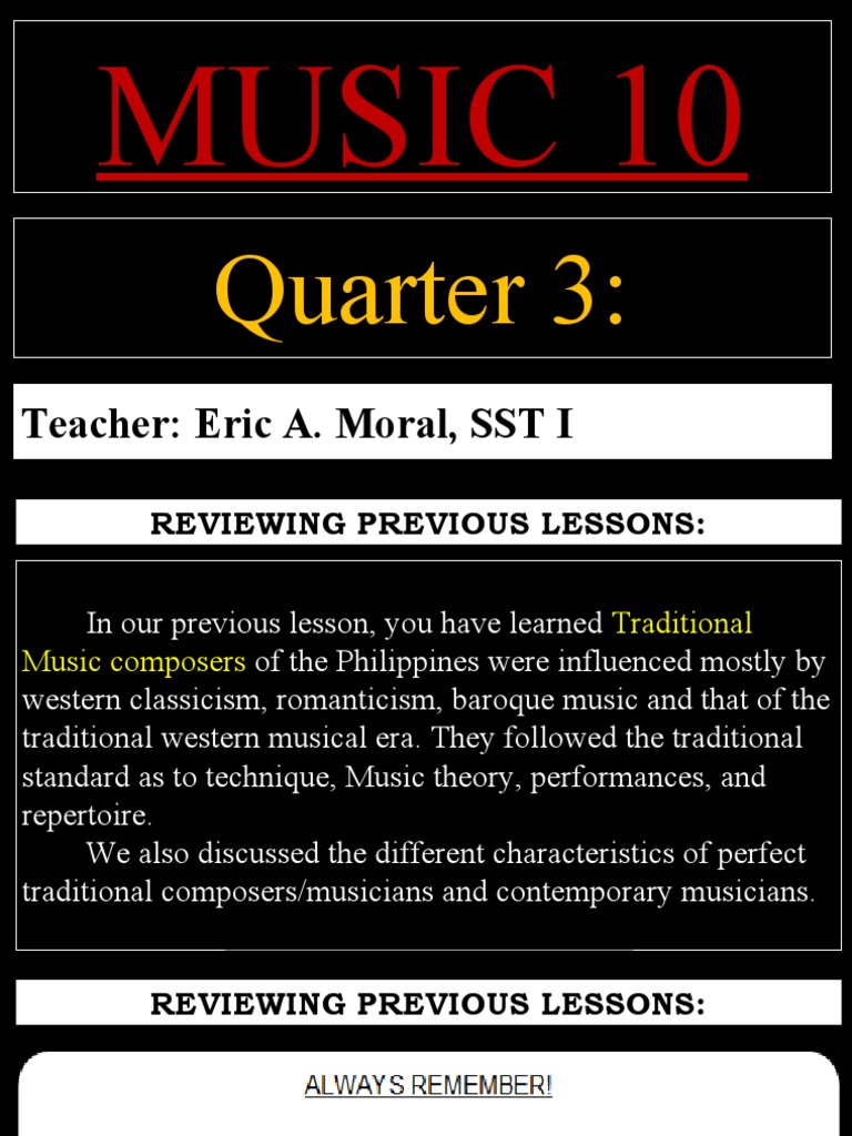 Music 10: Quarter 3 | PDF | Performing Arts | Entertainment