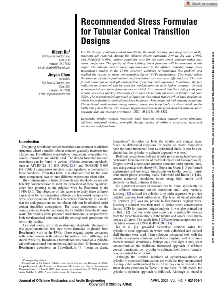 Recommended Stress Formula For Tubular Conical Transitions | PDF ...