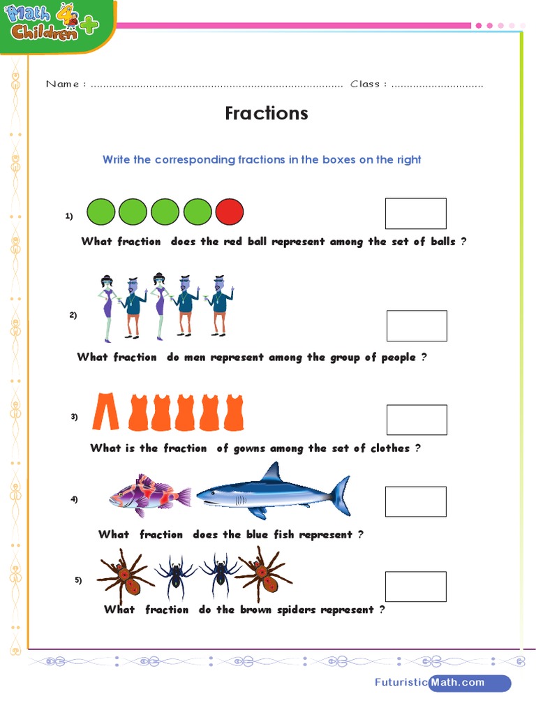 Fractions With Objects Worksheet | PDF