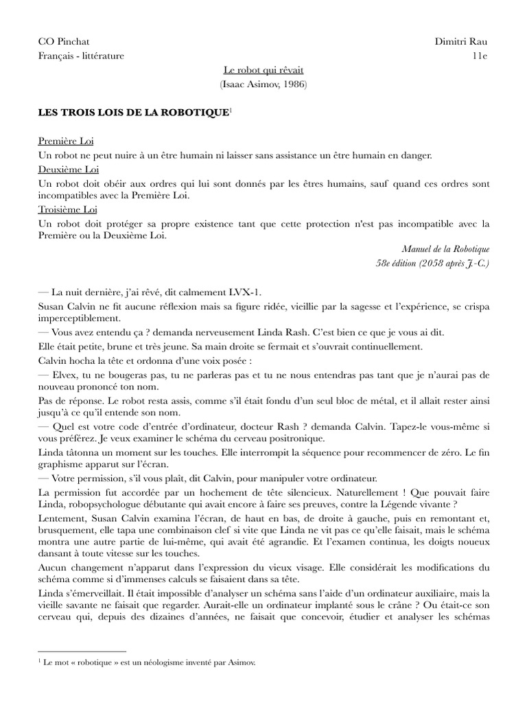 Le Robot Qui Revait | Download Free PDF | Rêve