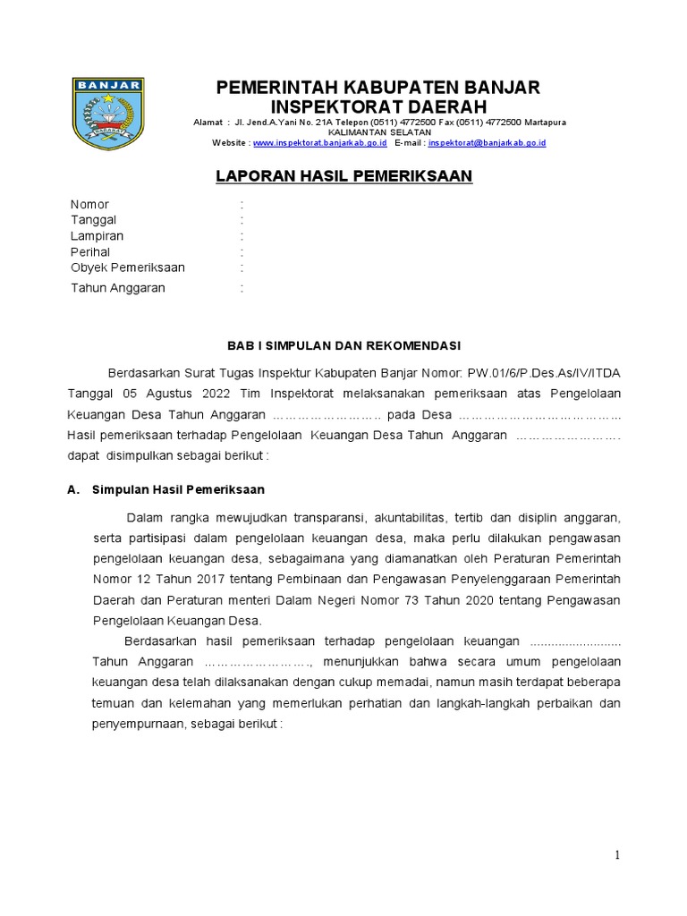 Format LHP Desa | PDF