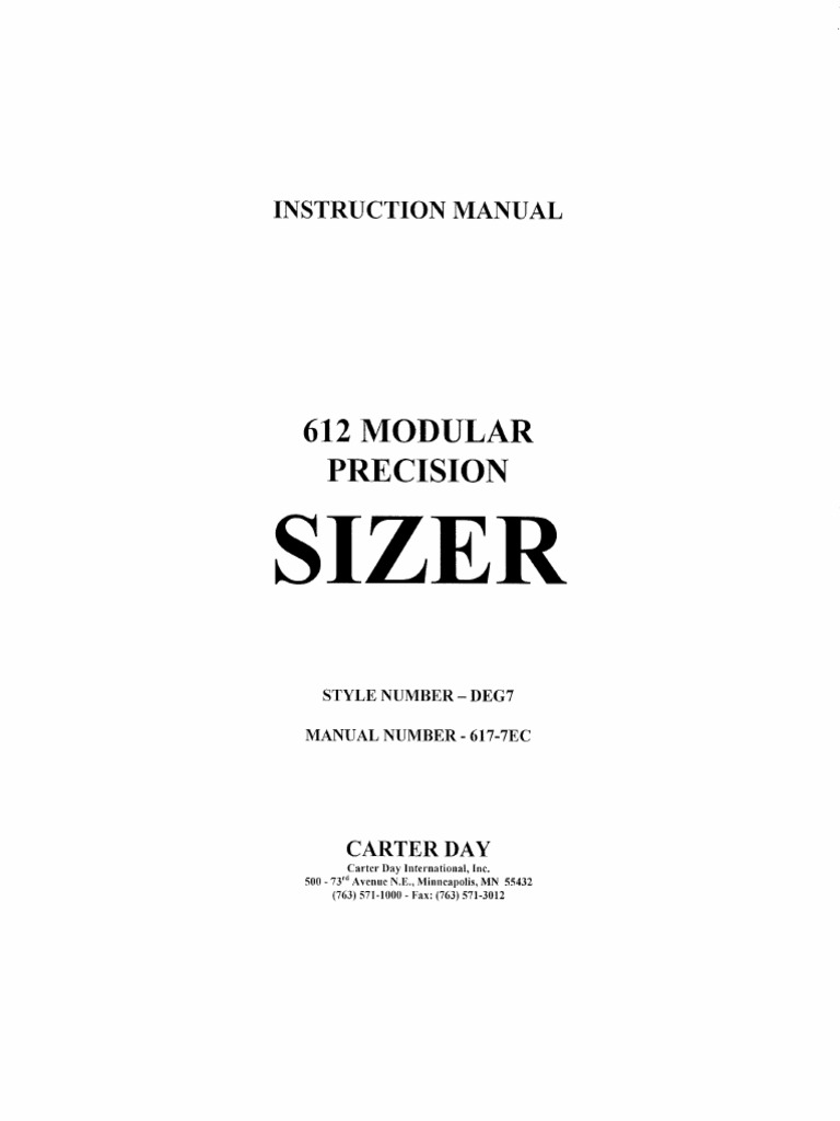 612 Precision Sizer Manual | PDF