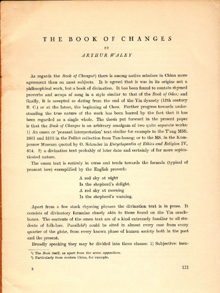 The Book of Changes - I Ching - Arthur Waley | PDF | Chinese Literary ...
