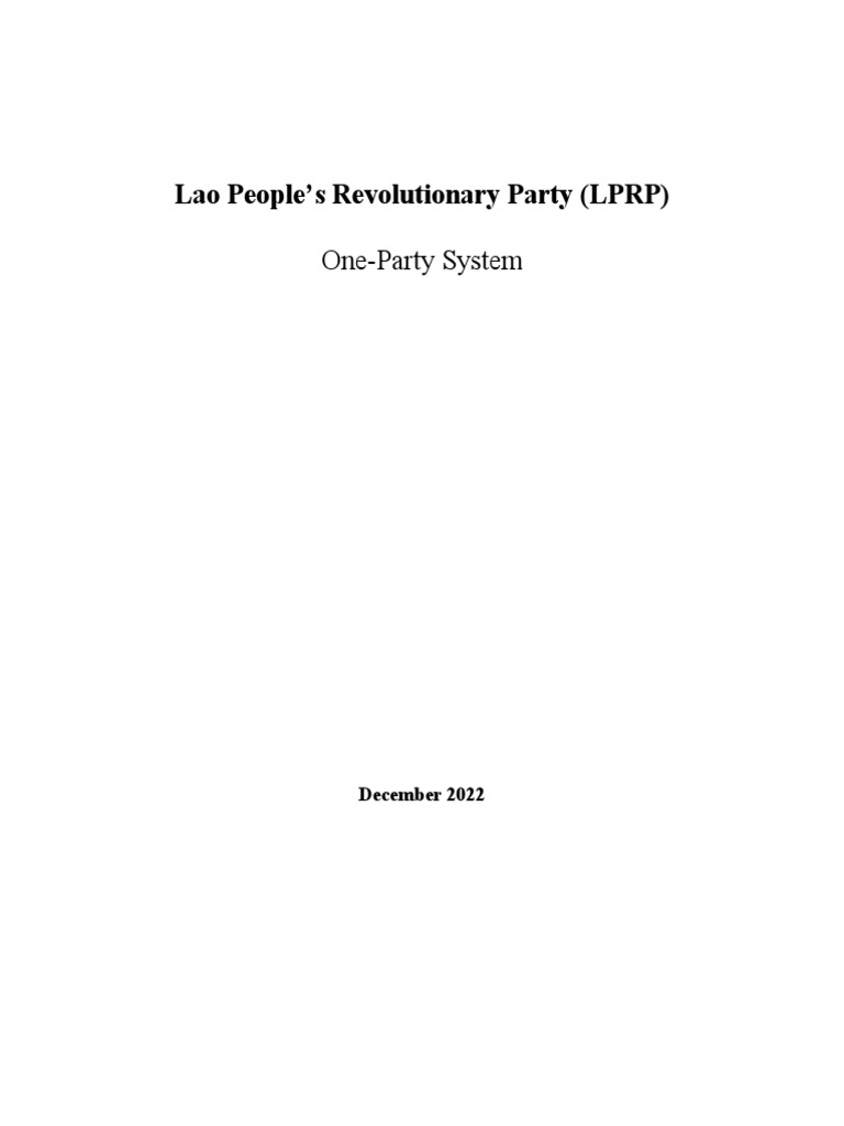 Lao People's Revolutionary Party (LPRP) | PDF | Laos | French Indochina