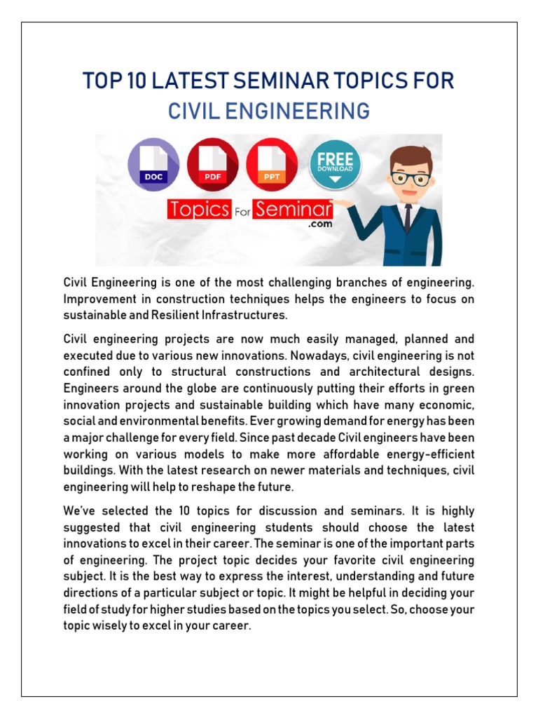 Top 10 Latest Seminar Topics For: Civil Engineering | PDF