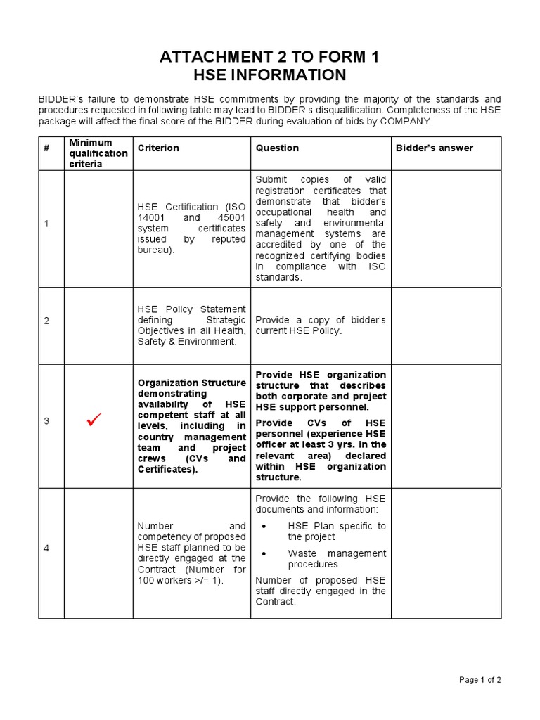 1467 - 01 - Attachment 2 To Form 1 - Hse Info | PDF | Safety ...