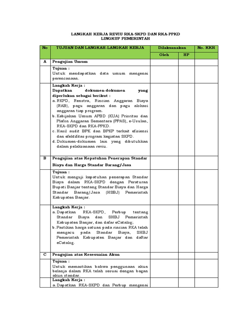 Langkah Kerja Reviu Rka | PDF