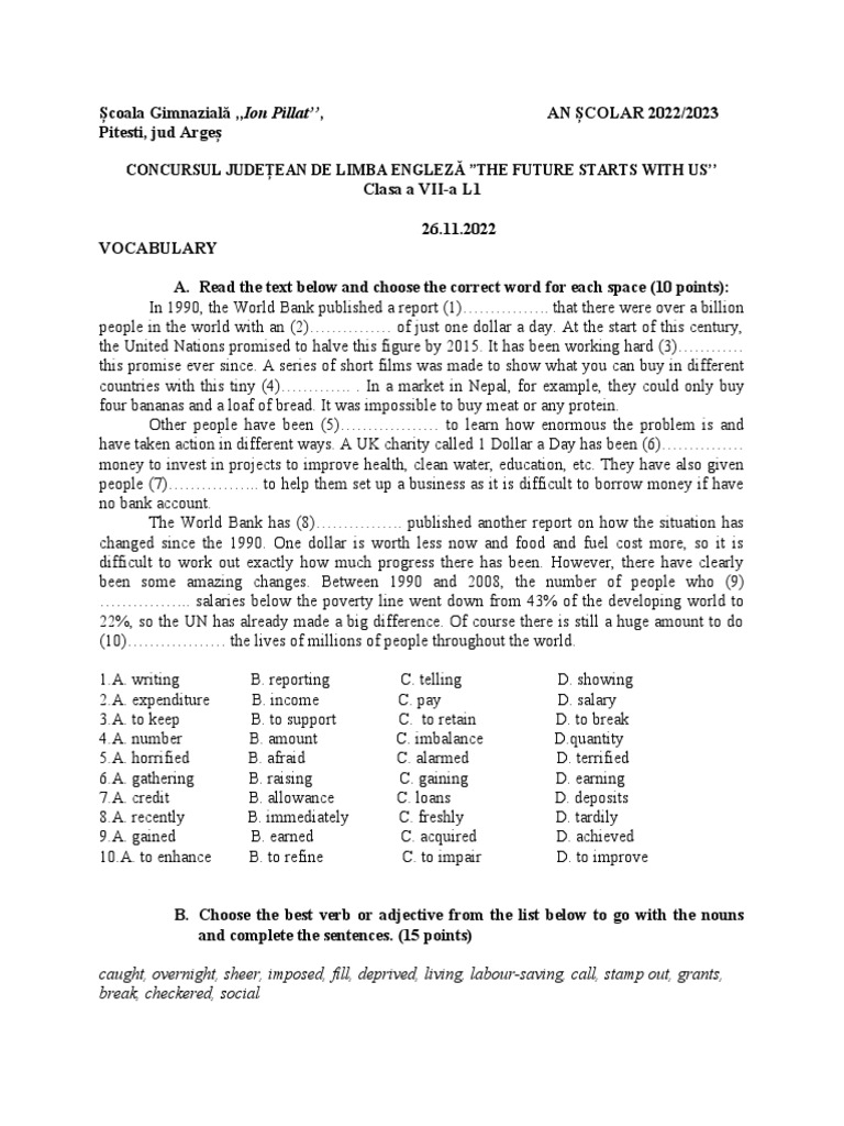 The Future Cls VII Subiect 2022 | PDF | Languages | Foreign Language ...