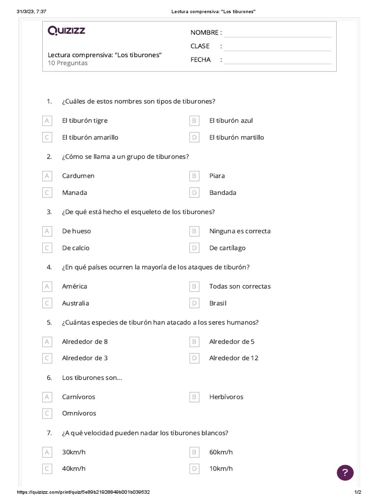 Lectura C - Los Tiburo | PDF | Tiburones | Depredadores