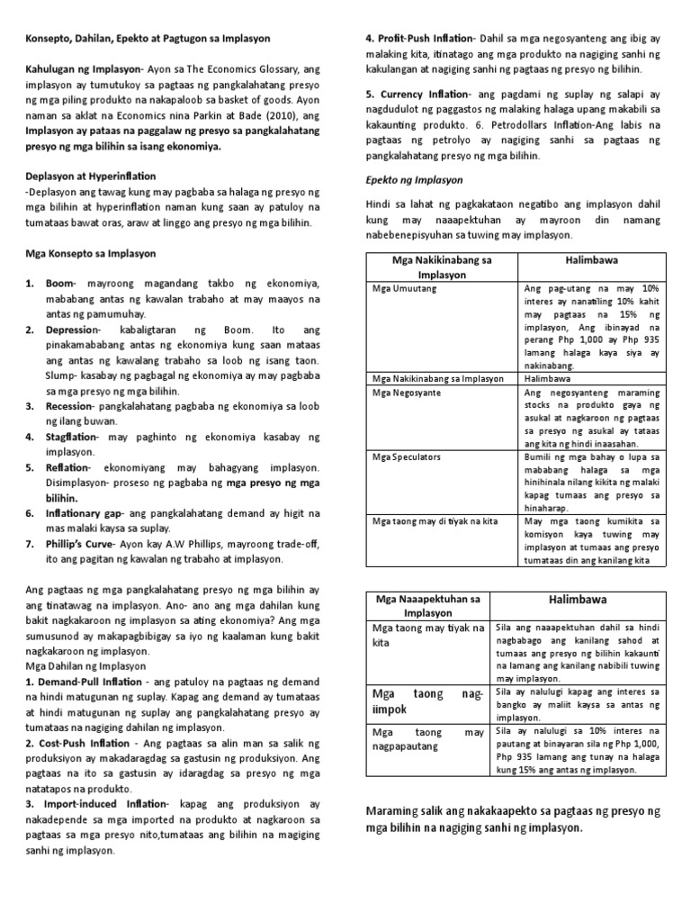 Konsepto NG Implasyon | PDF