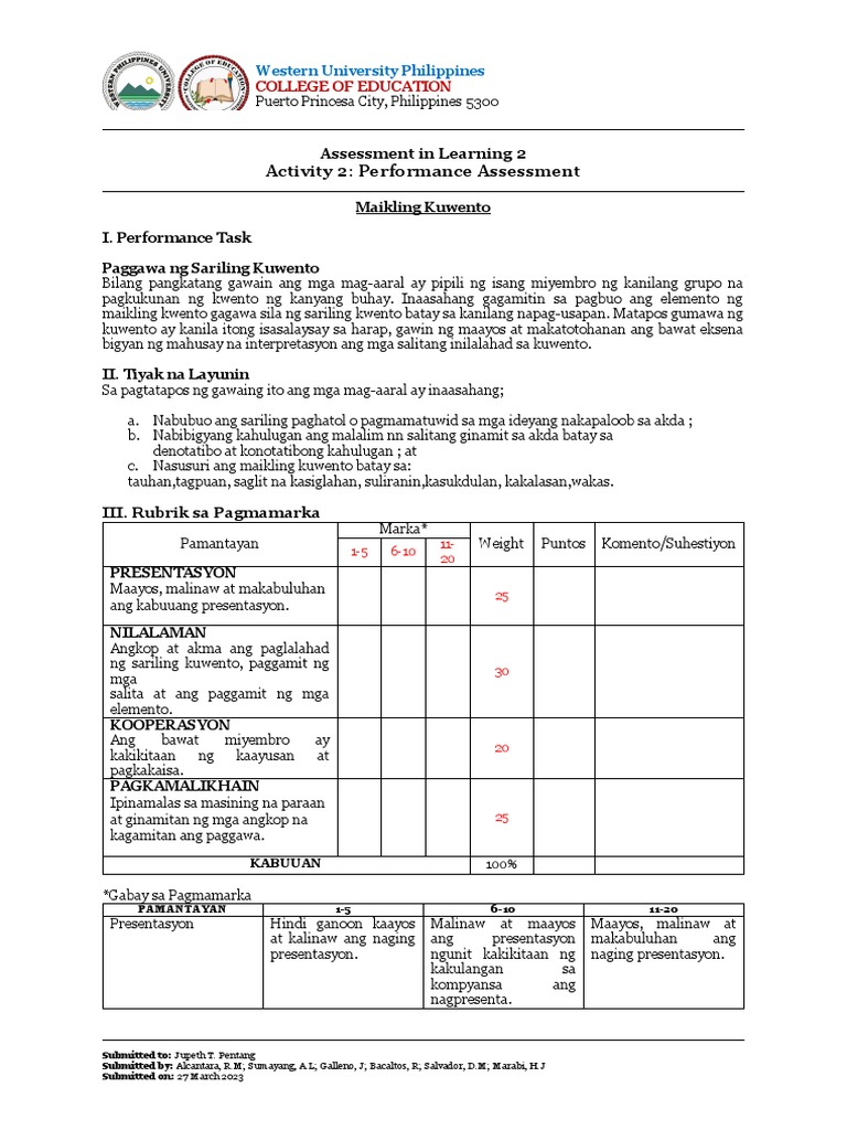 Performance Task Template | PDF