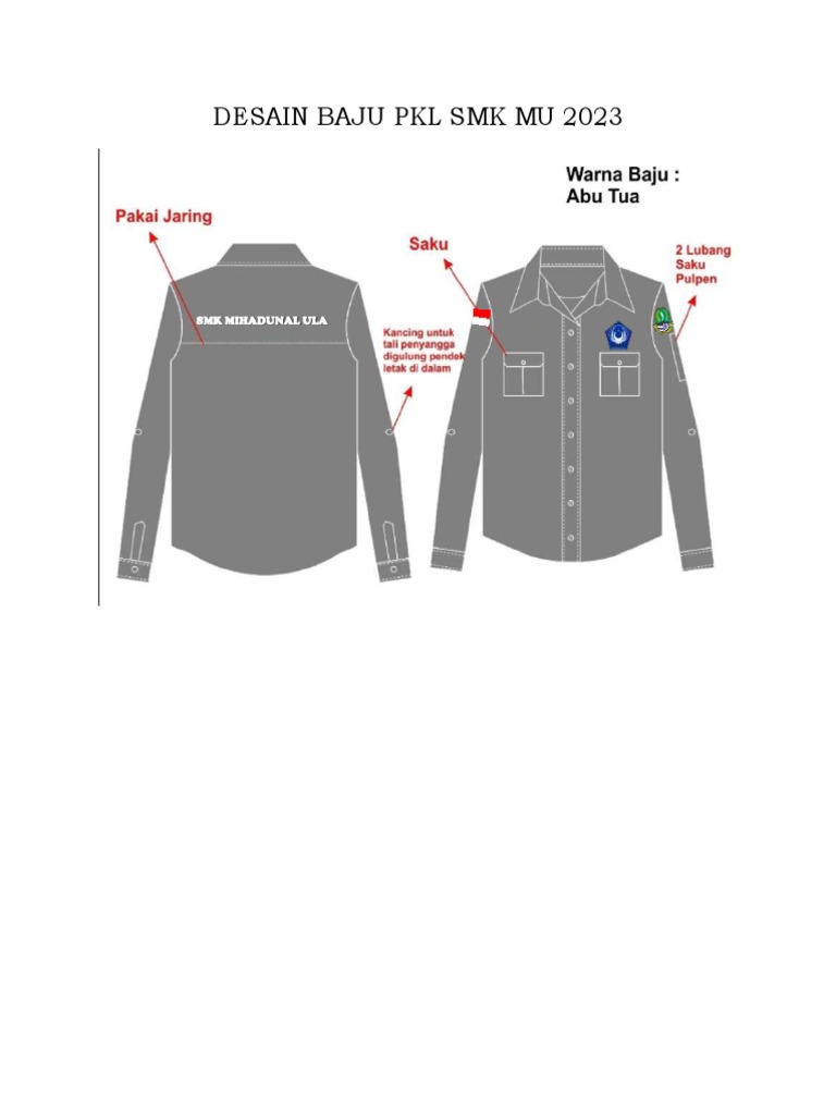 Desain Baju PKL SMK Mu 2023 | PDF