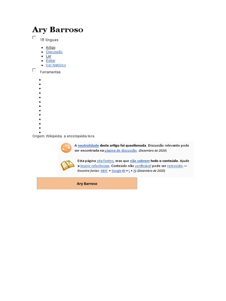 Vida e Legado de Ary Barroso | PDF