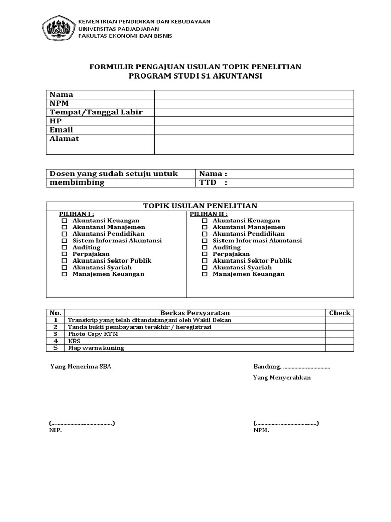 Form Pengajuan Topik | PDF