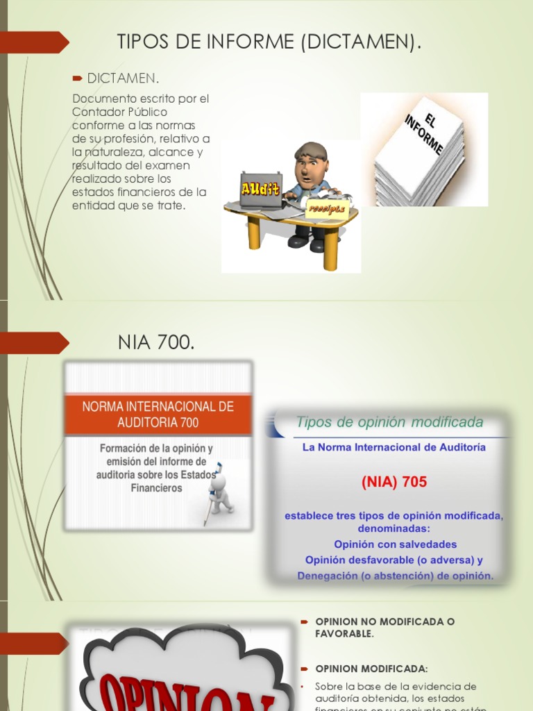 Tipos de Informe Dictamen | PDF | Auditoría | Contralor