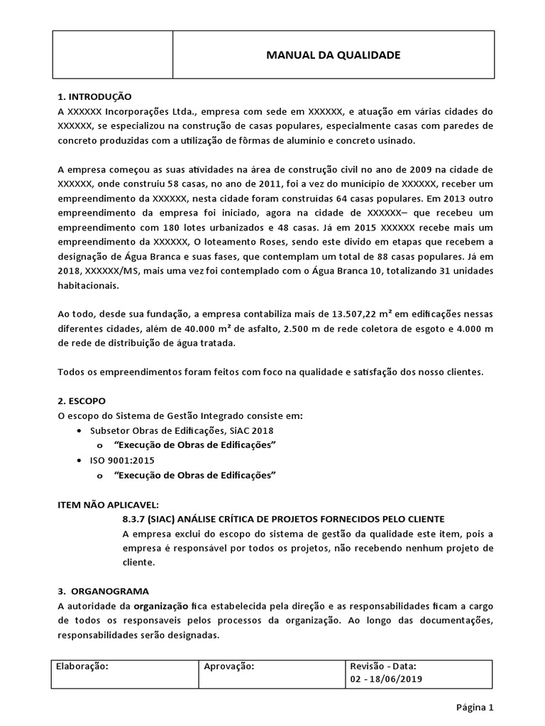 10 - Manual Da Qualidade PBQP-H r2 | PDF | Qualidade (negócios) | Gestão de recursos humanos