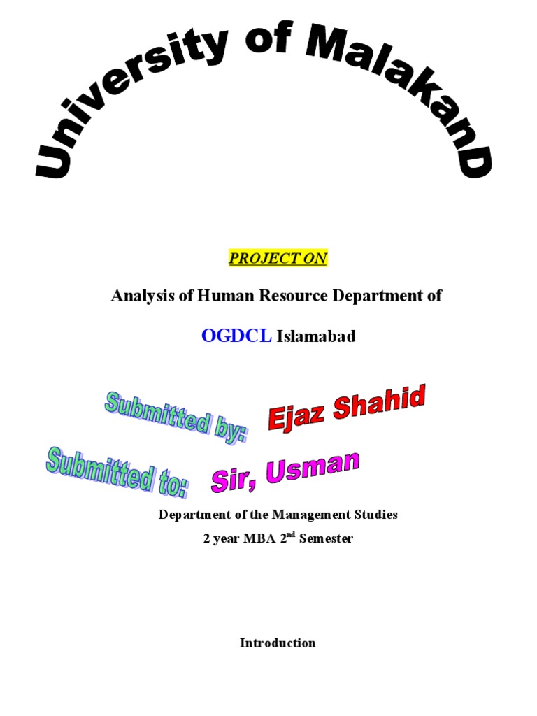 Ej2 HR Project On OGDCL | PDF | Recruitment | Performance Appraisal