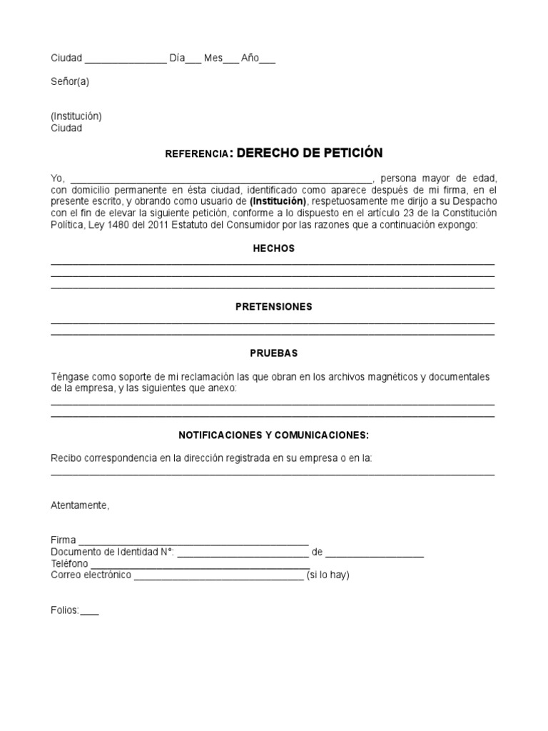 Formato Derecho de Peticion | PDF