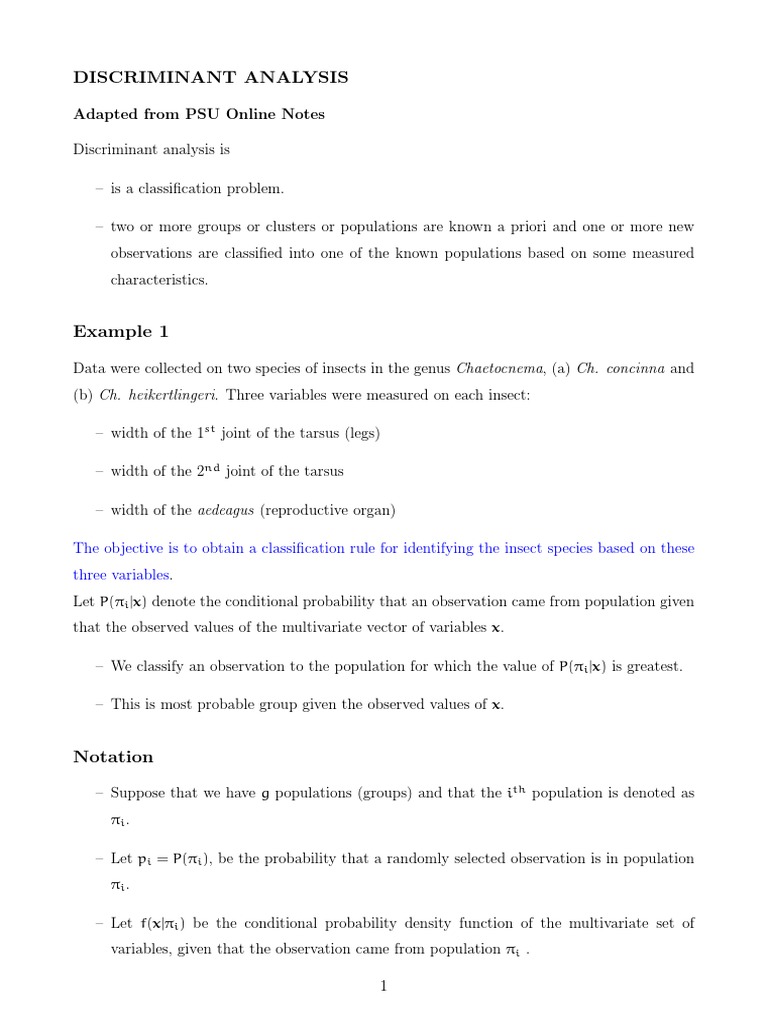 Discriminant Analysis Explained | PDF | Covariance Matrix | Statistical ...