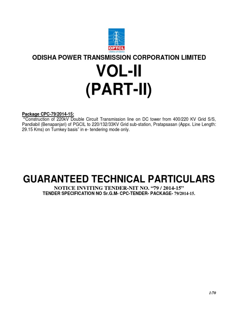 Vol-Ii (PART-II) : Guaranteed Technical Particulars | PDF | Electrical ...
