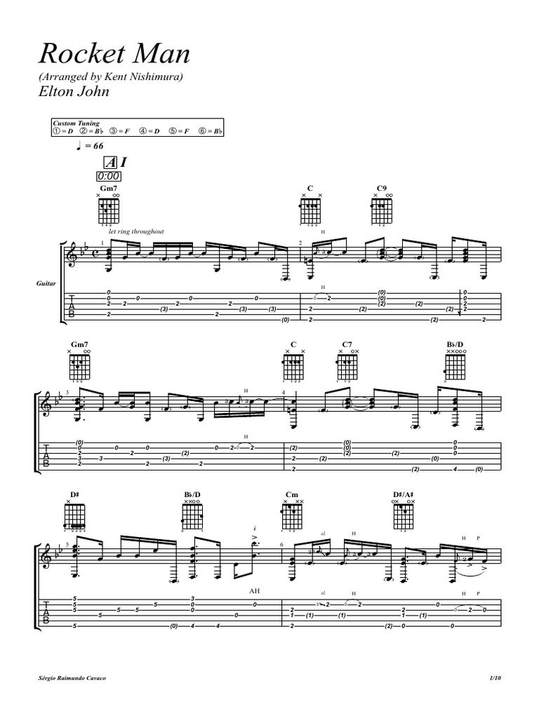 Rocket Man - Elton John - Fingerstyle Guitar(Arranged by Kent Nishimura ...