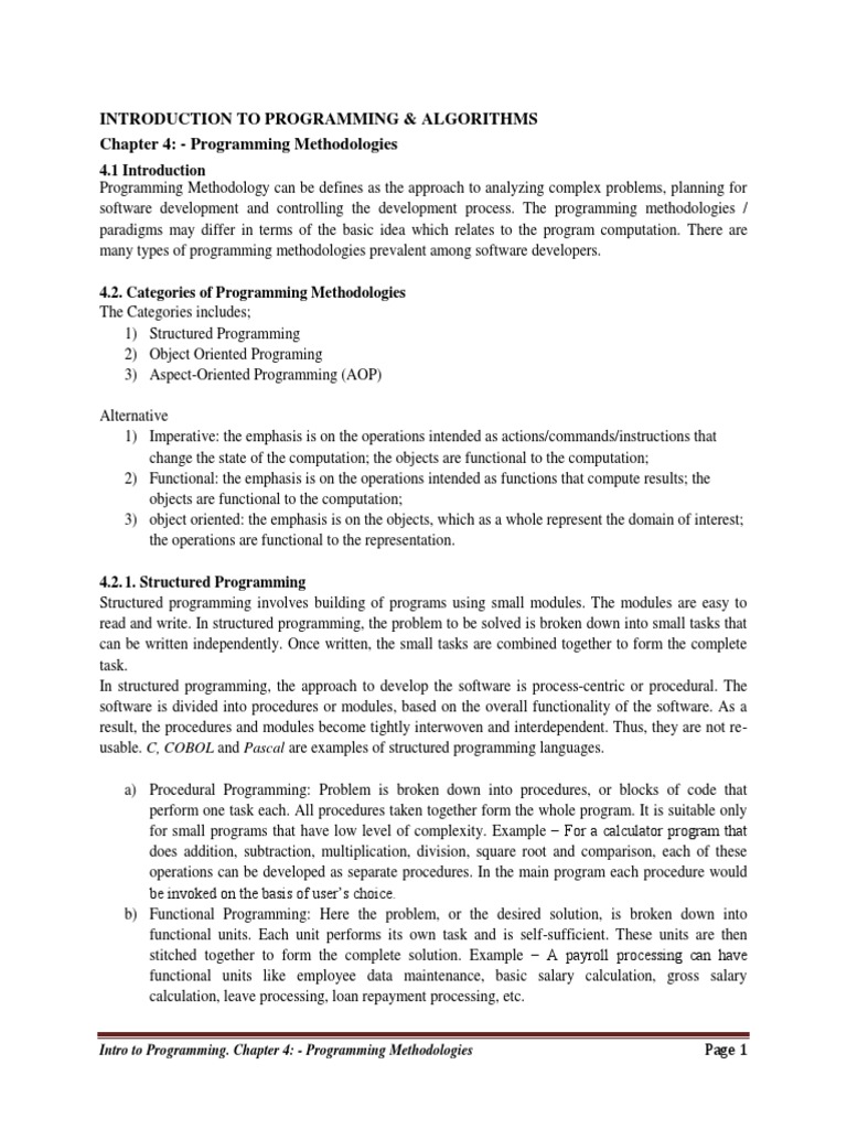 Chapter 4 Programming Methodologies Pdf Inheritance Object Oriented Programming Class 