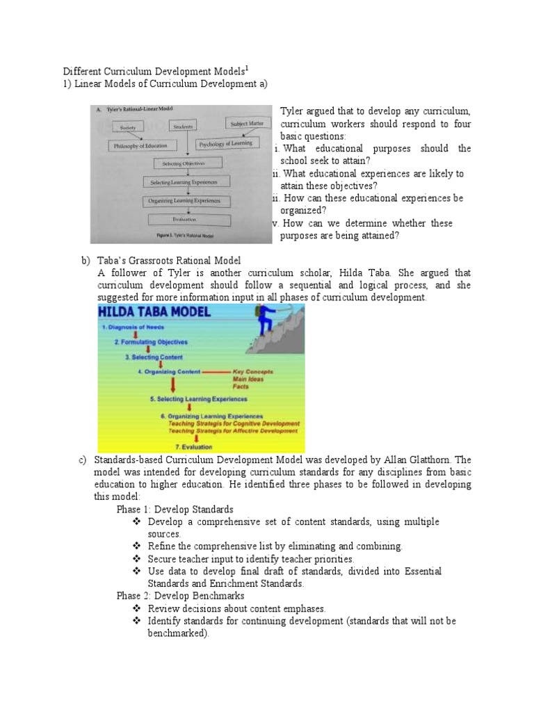 Exploring Different Models of Curriculum Development: Linear, Cyclical ...