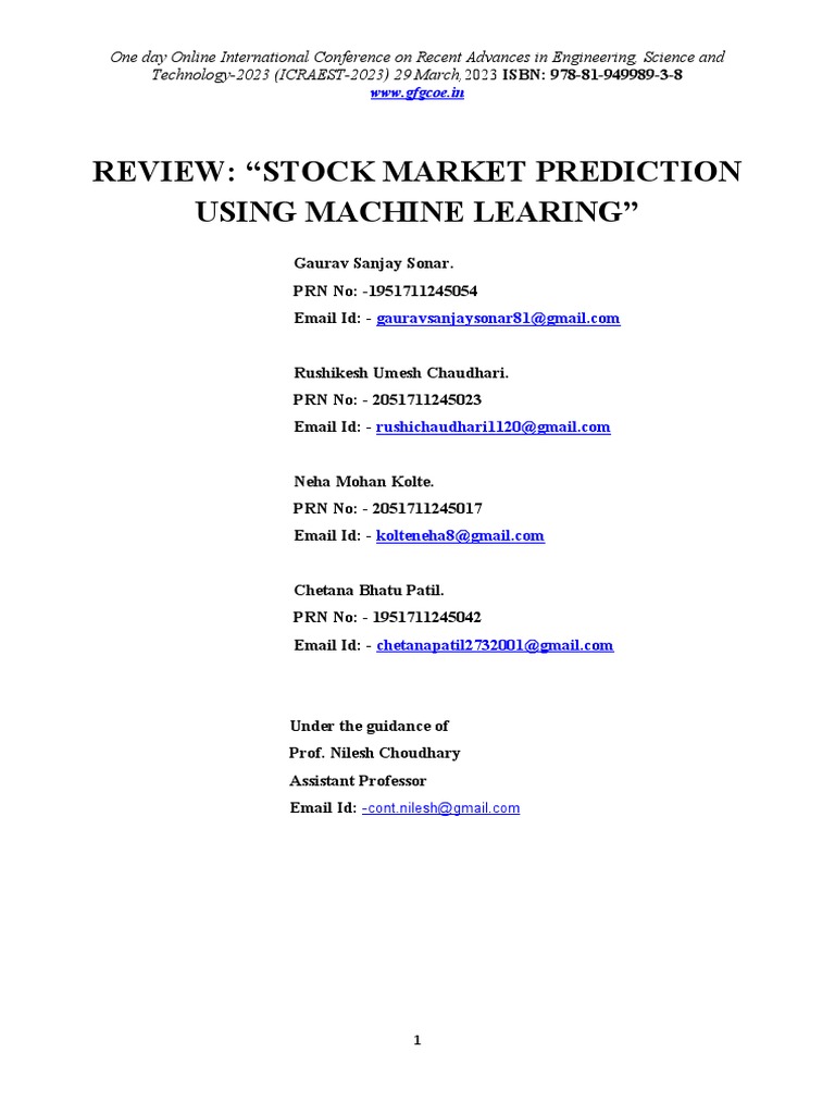 Machine Learning Predicts Stock Market | PDF | Stocks | Stock Market