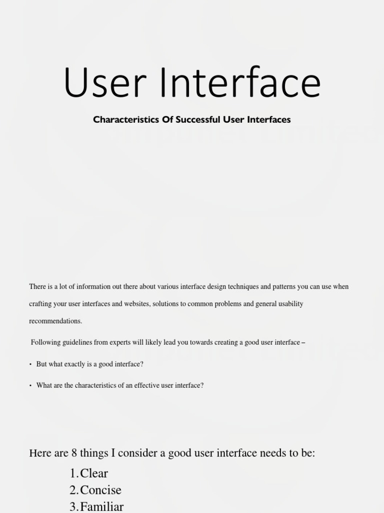User Interface: Characteristics of Successful User Interfaces | PDF | User Interface | User ...