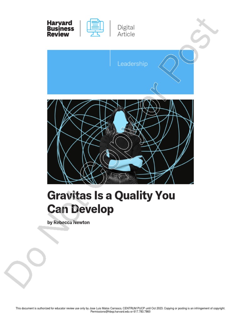Gravitas Is A Quality You Can Develop: Leadership | PDF | Copyright ...