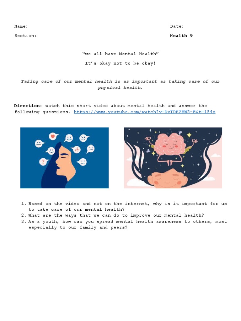 Health 9: Taking Care of Our Mental Health Is As Important As Taking ...