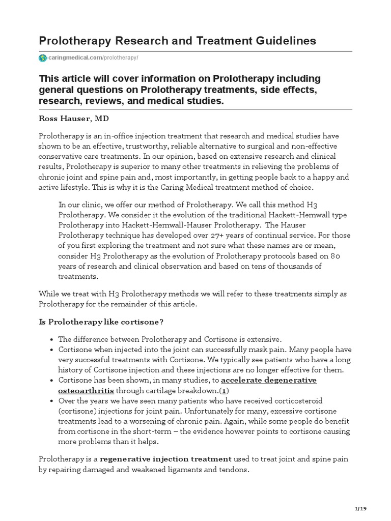 Prolotherapy Treatment Guide | PDF | Knee | Osteoarthritis