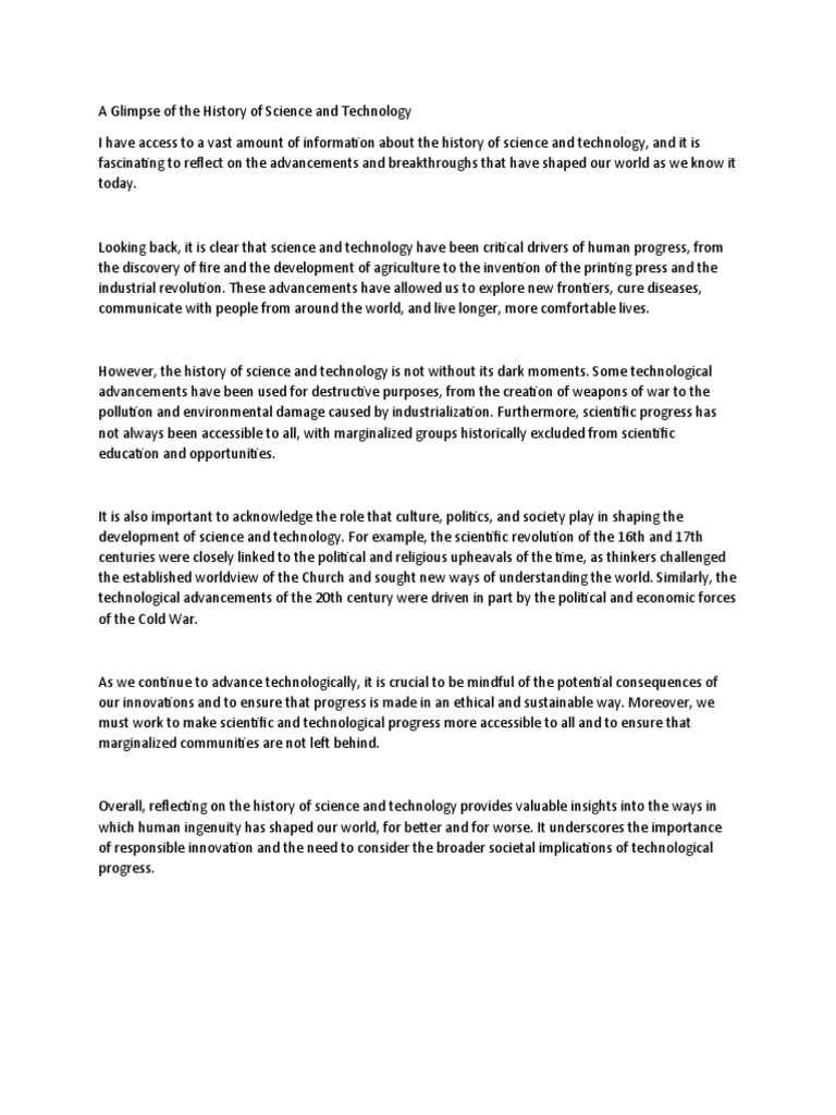 A Glimpse of The History of Science and Technology | PDF