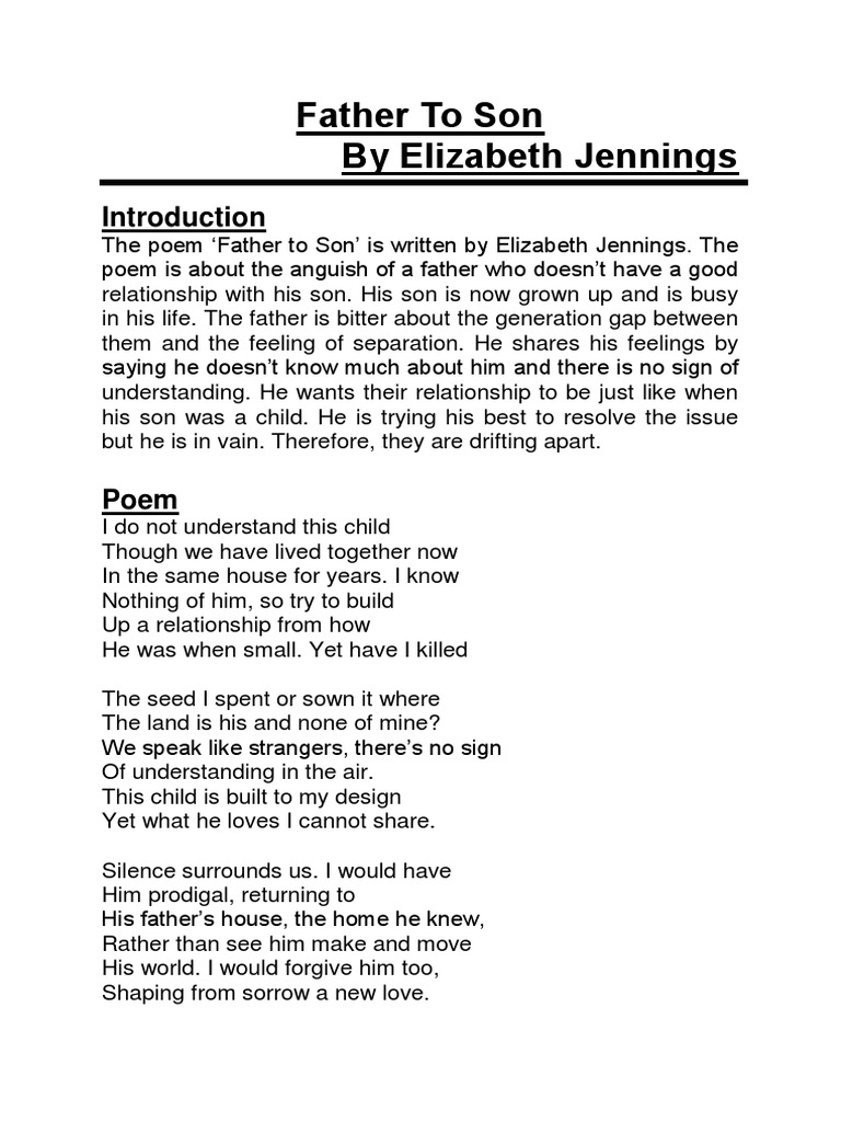 Father To Son | PDF | Grief | Poetry