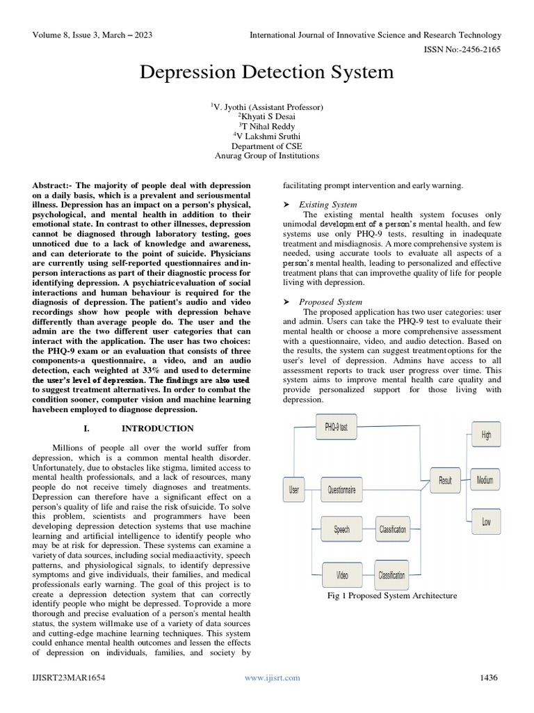 Depression Detection System Pdf Major Depressive Disorder Mental Disorder