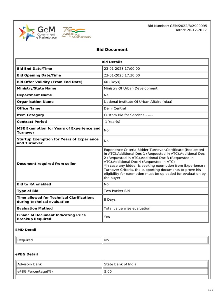 GeM Bidding 4188133 | Download Free PDF | Procurement | Specification (Technical Standard)