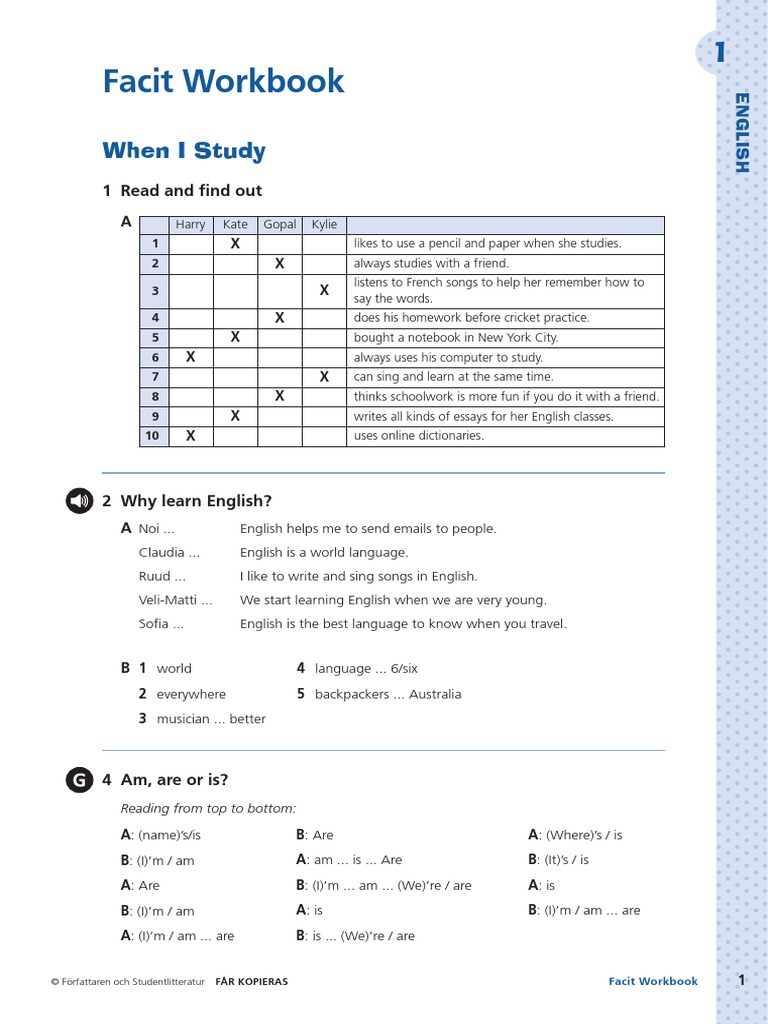 Facit Workbook: When I Study | PDF