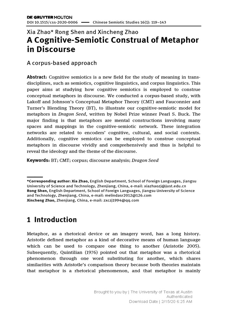 A Cognitive-Semiotic Construal of Metaphor | PDF | Semiotics | Metaphor